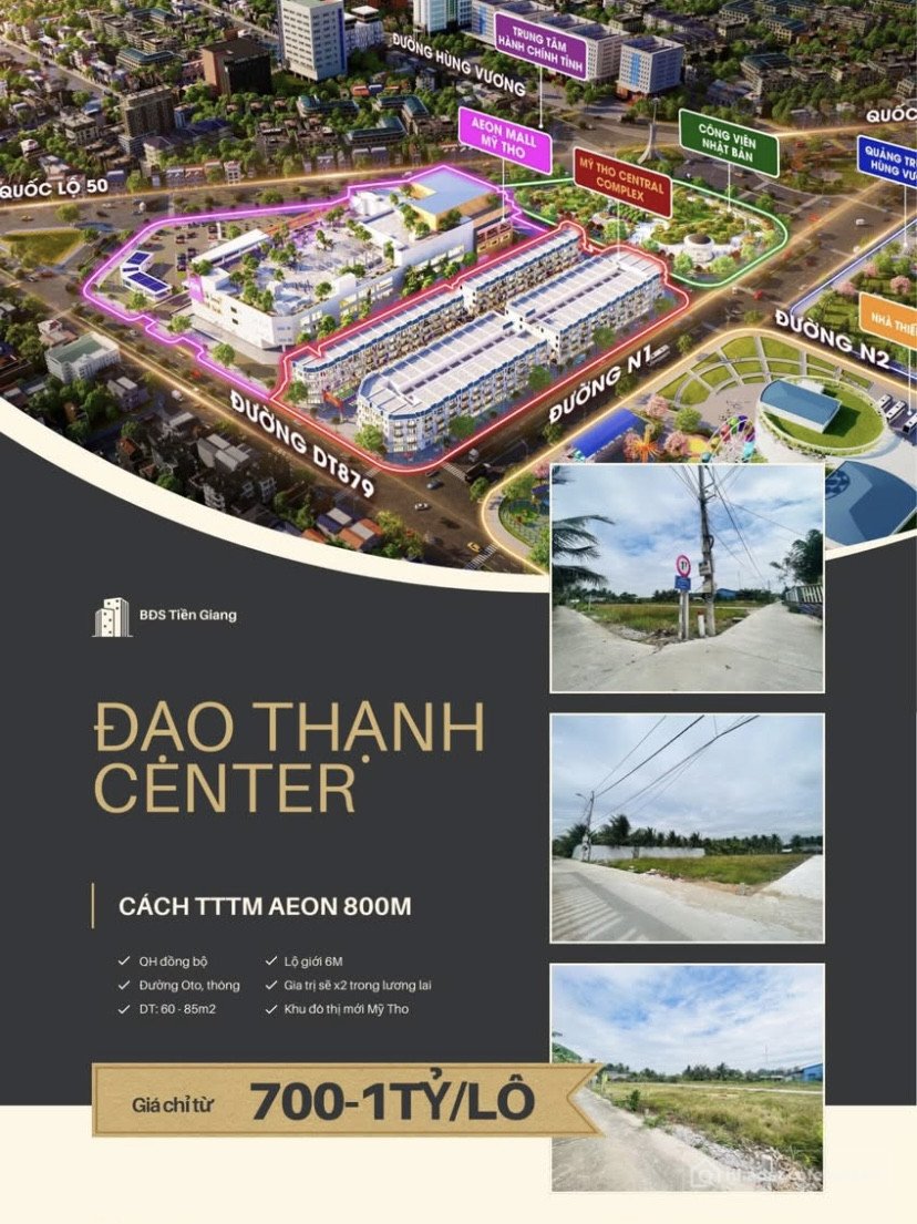 Bán đất thổ cư: ĐẤT THỔ CƯ TRUNG TÂM MỸ THO – CẠNH AEON ĐANG THI CÔNG